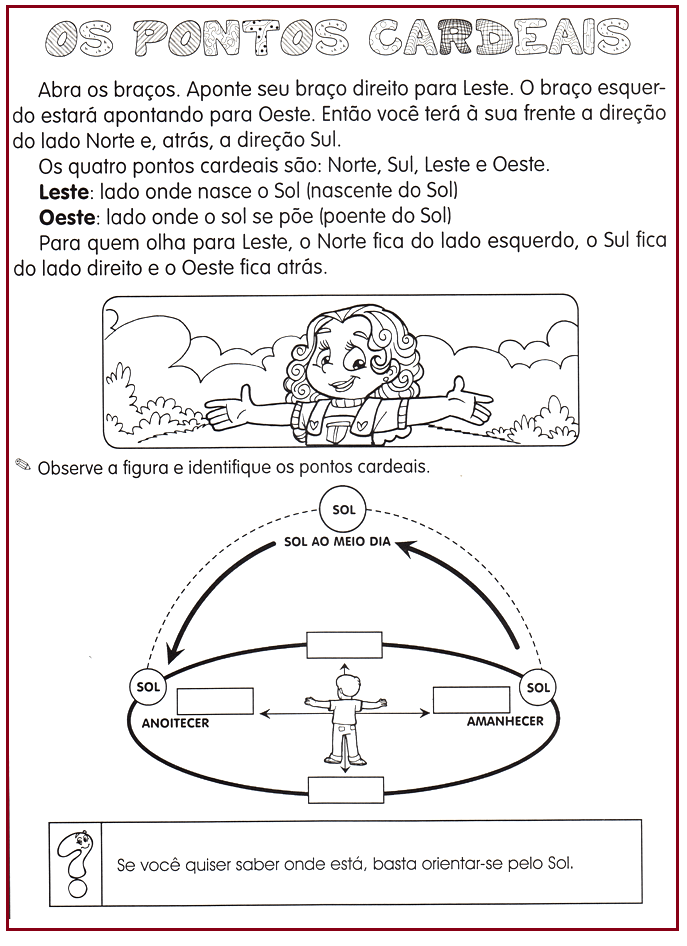 Fichas e atividades com os pontos cardeais - Educação Online