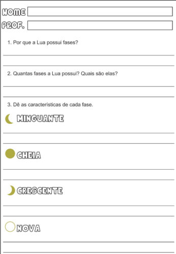 Fichas e atividades sobre as fases da lua - Educação Online