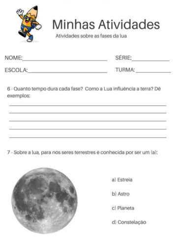 Fichas e atividades sobre as fases da lua - Educação Online
