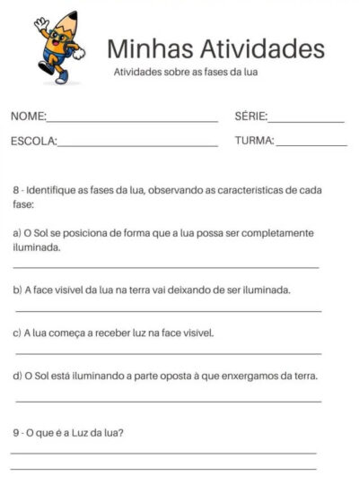 Fichas e atividades sobre as fases da lua - Educação Online